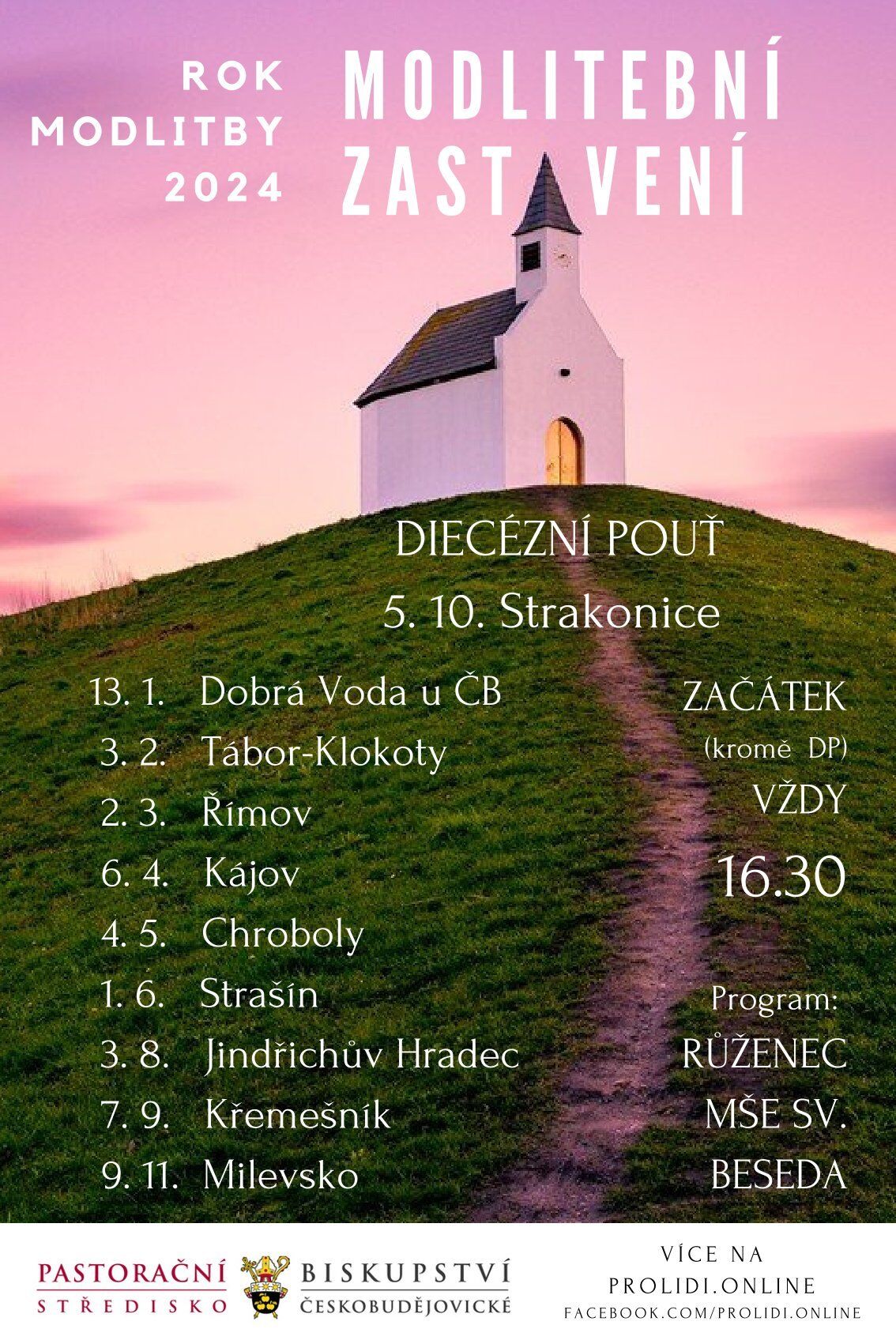 Poutě k Roku modlitby - Pastorační středisko, Biskupství českobudějovické